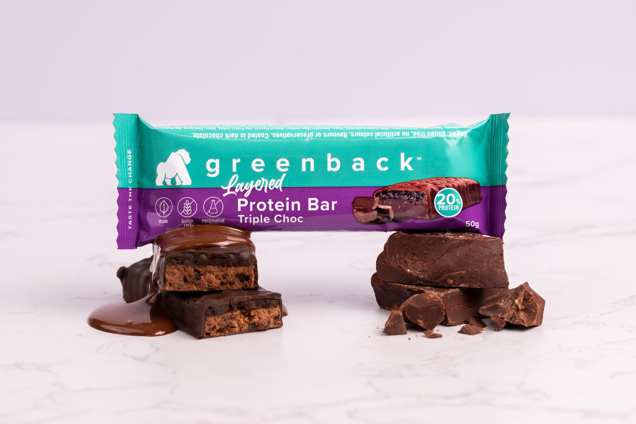 **NEW** Plant-Based Layered Triple Choc Protein Bar 50g x 12pk - Greenback
